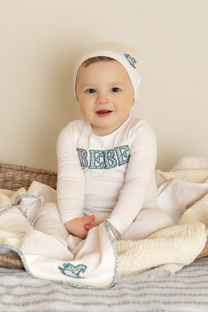 Bee & Dee Bebe Ditsy Footie/Beanie-Arctic White Boys | Buttons Bebe