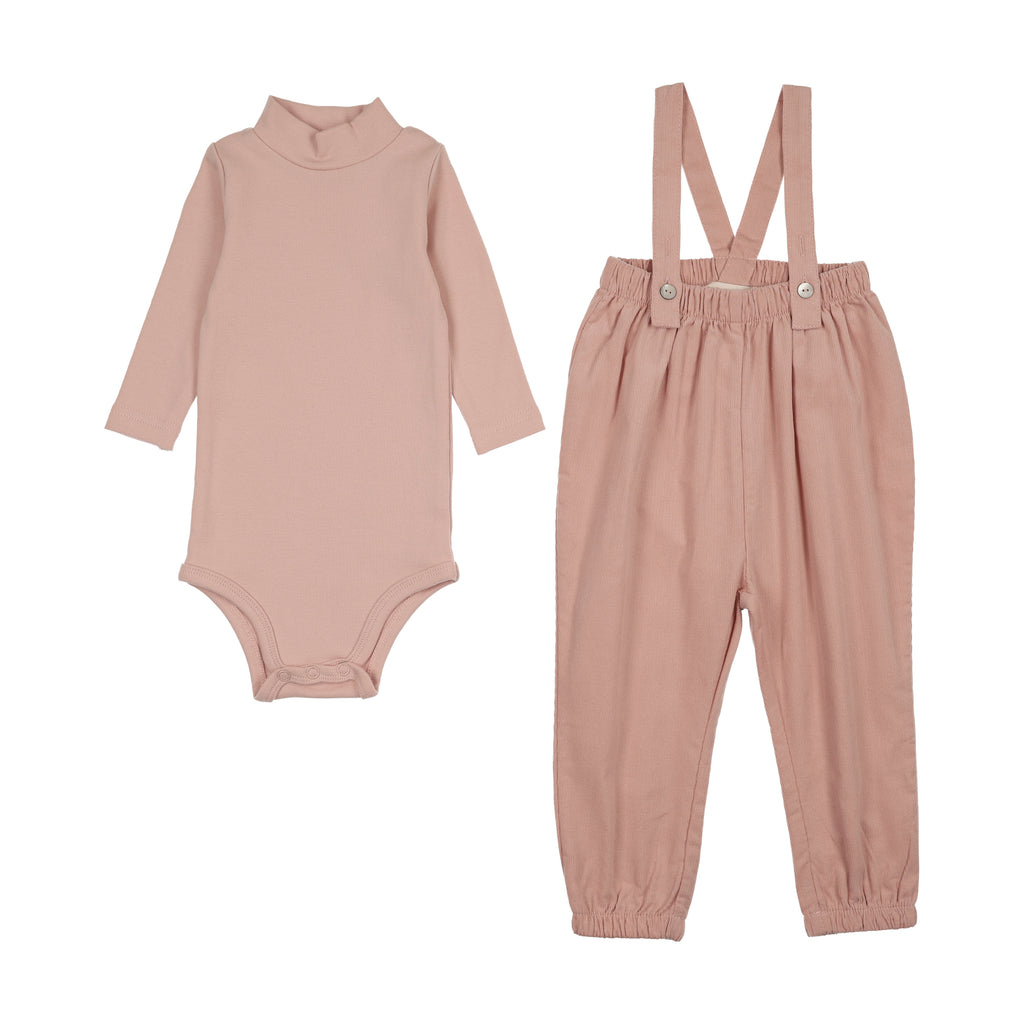 Mema Knits Rose Smoke Corduroy Romper + T-Shirt Set (M447) | Buttons Bebe