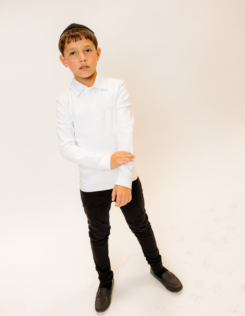 3 Buttons NY White Classic Polo | Buttons Bebe