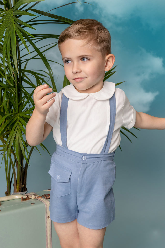 Belati Light Blue Baby Overalls With Flap Pocket (BBB506) | Buttons Bebe