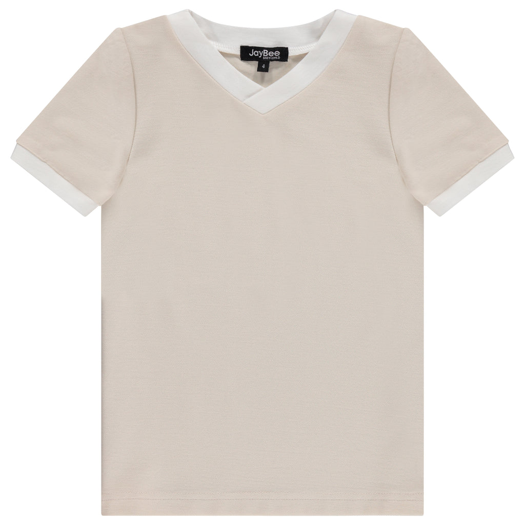 Jaybee Child Sand Boys V-Neck Shirt | Buttons Bebe