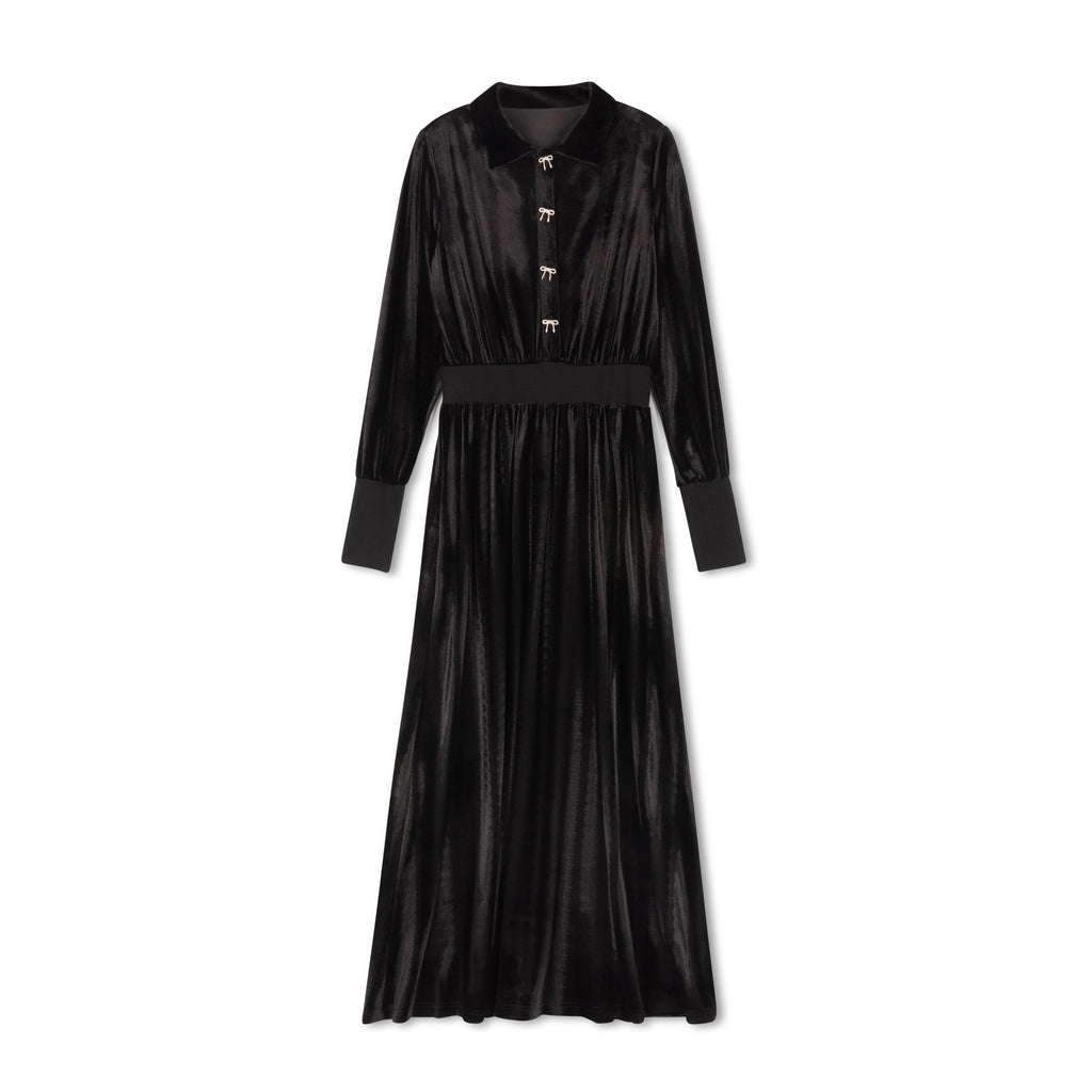 Velvette Label Velvet Bow Button Waisted Maxi | Buttons Bebe