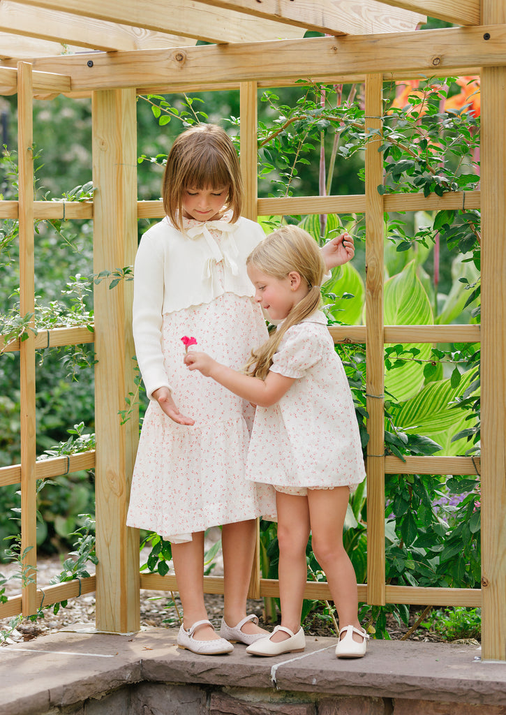 Velvette Pink Floral Collar Baby Set | Buttons Bebe