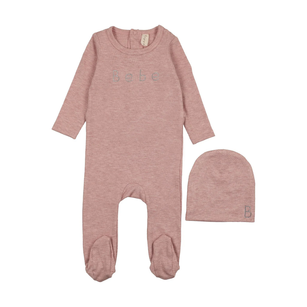 Bonjoy Bebe Footie Set - Heather Pink | Buttons Bebe