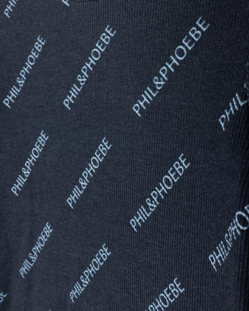 Phil and Phoebe Navy Logo Printed Turtlneck | Buttons Bebe