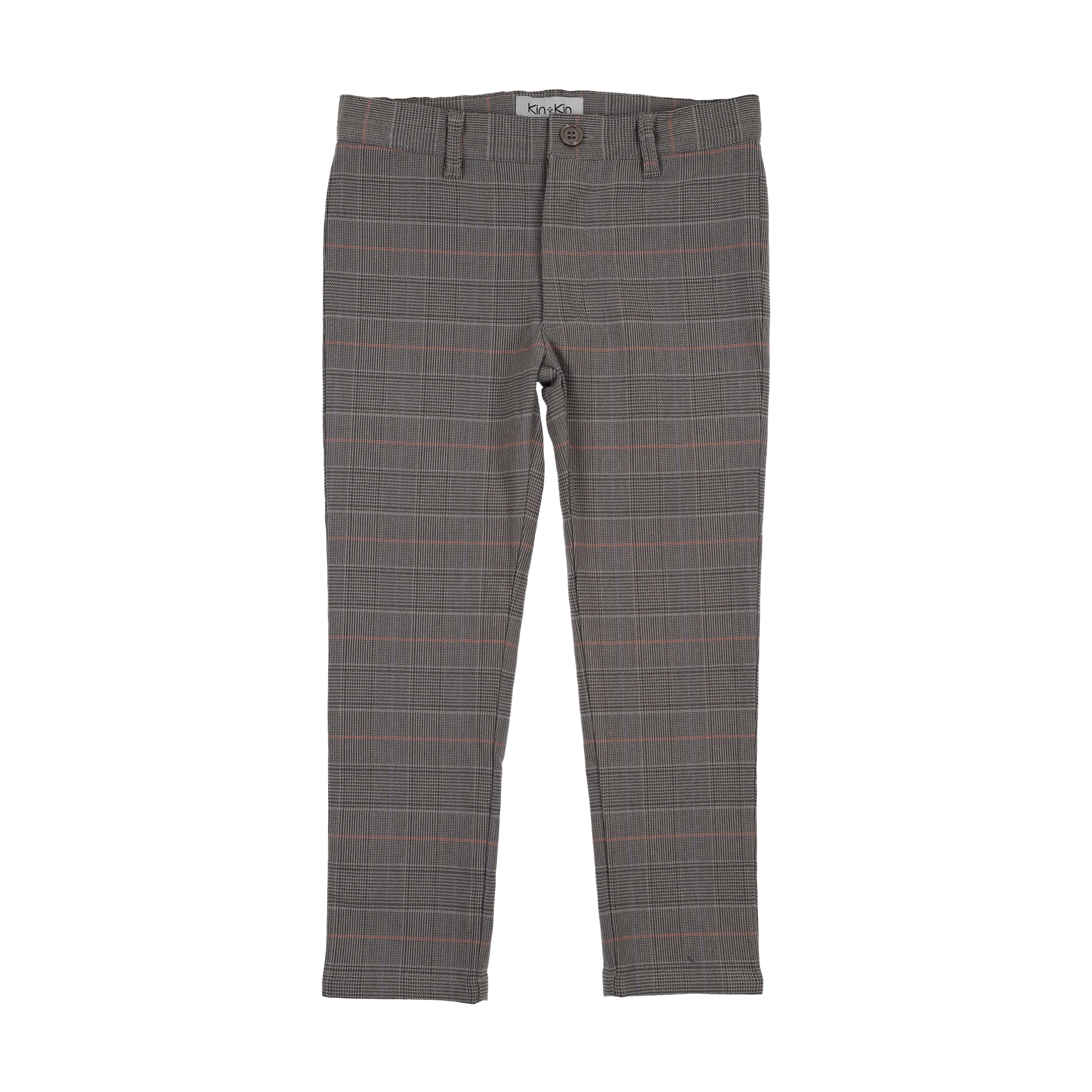 Kin And Kin Grey Plaid Boys Long Pants (K315) | Buttons Bebe