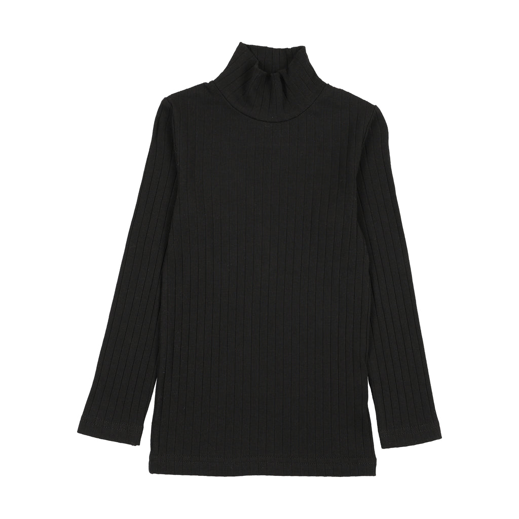 Kin And Kin Black Ribbed Mockneck (For Robe) (K316) | Buttons Bebe