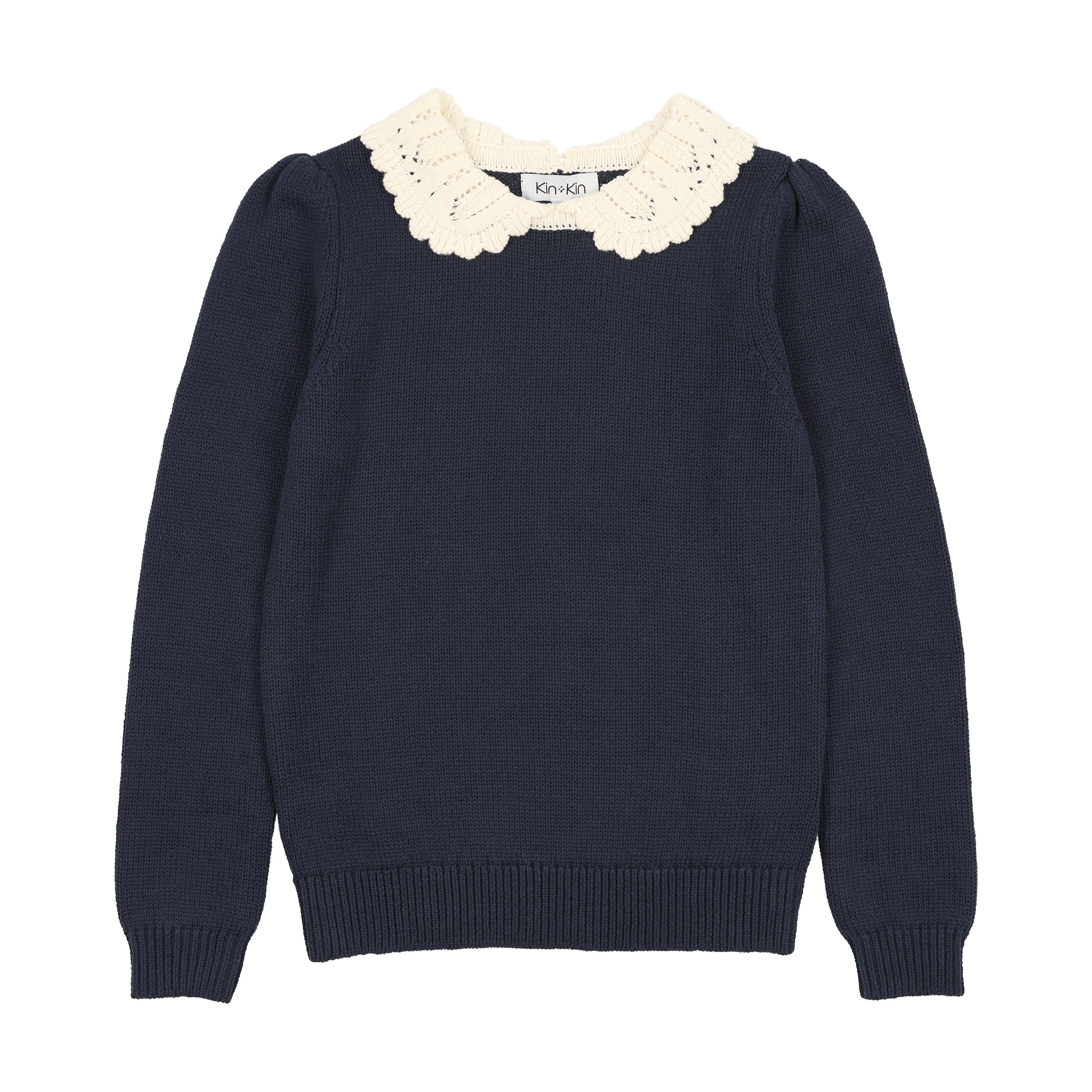Kin And Kin Navy Peter Pan Collar Knit Sweater (K321) | Buttons Bebe
