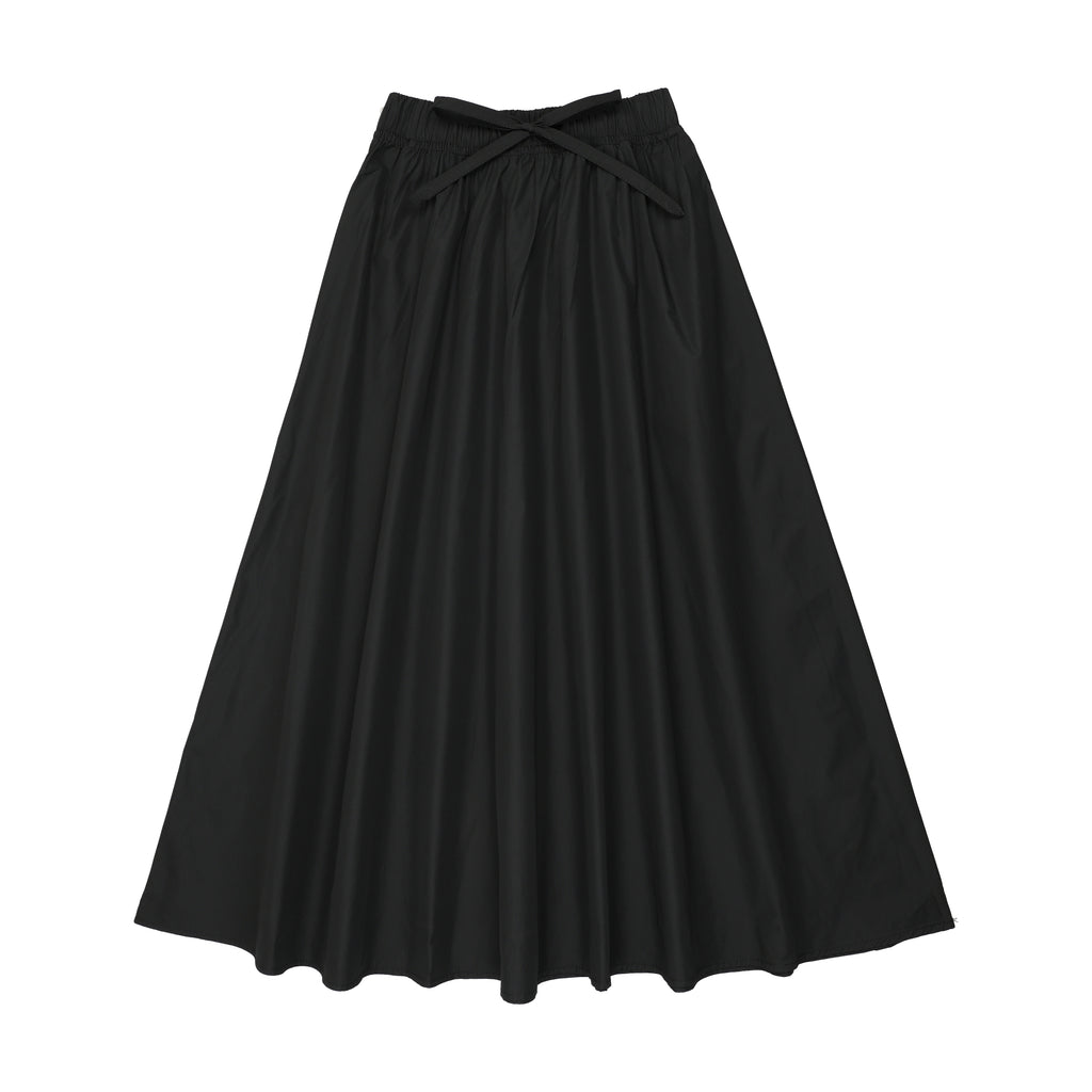 Kin And Kin Black Maxi Taffeta Drawstring Skirt (K322) | Buttons Bebe