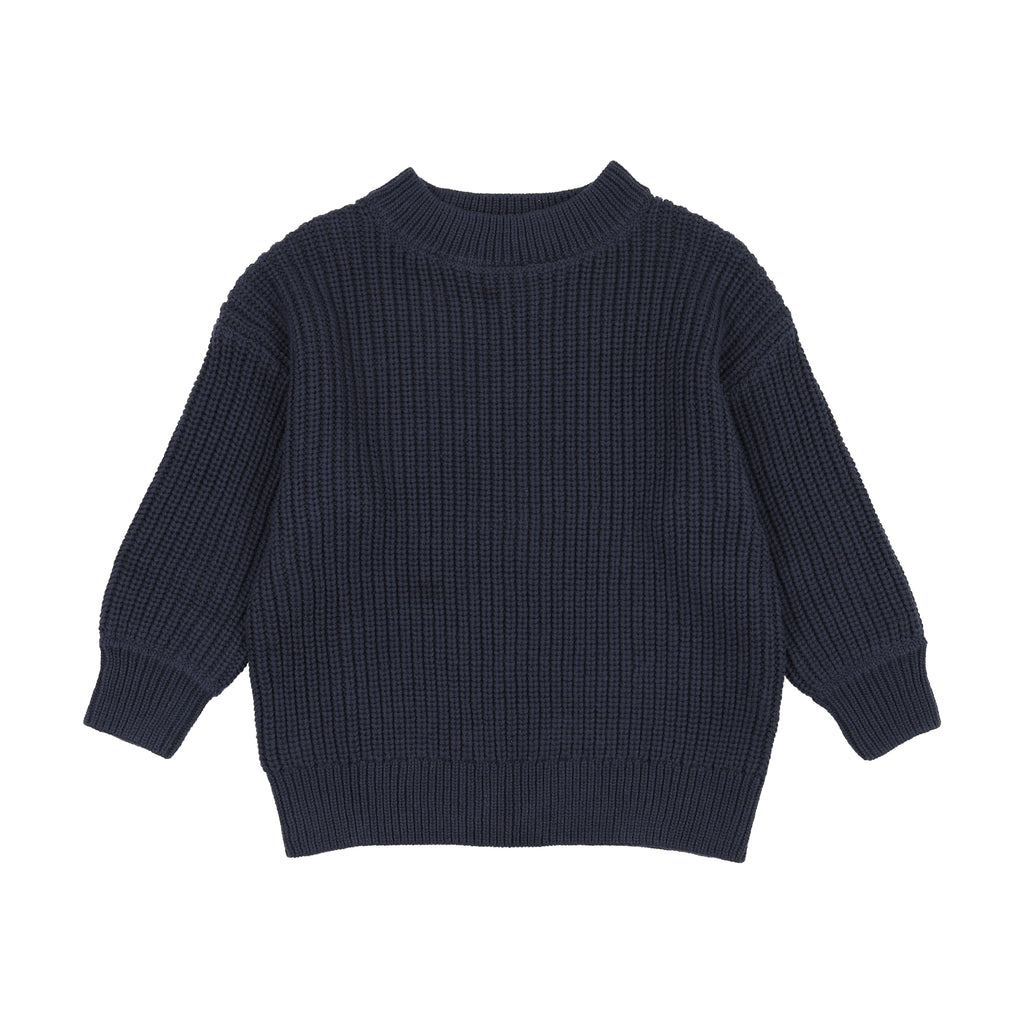 Kin And Kin Navy Fisherman Ribbed Sweater (K325) | Buttons Bebe