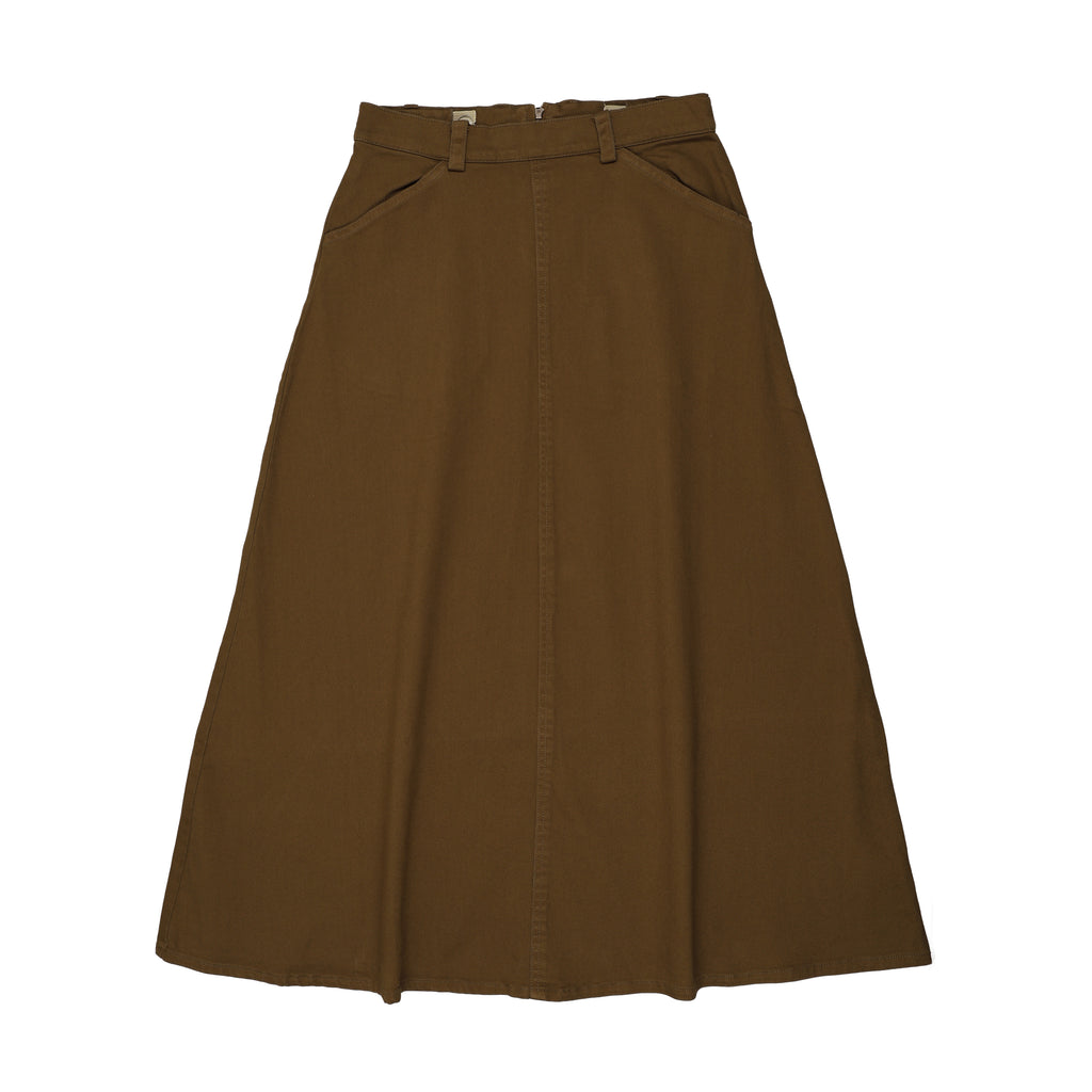 Kin And Kin Green Bronze Denim Maxi Skirt (Kaw25-09) | Buttons Bebe