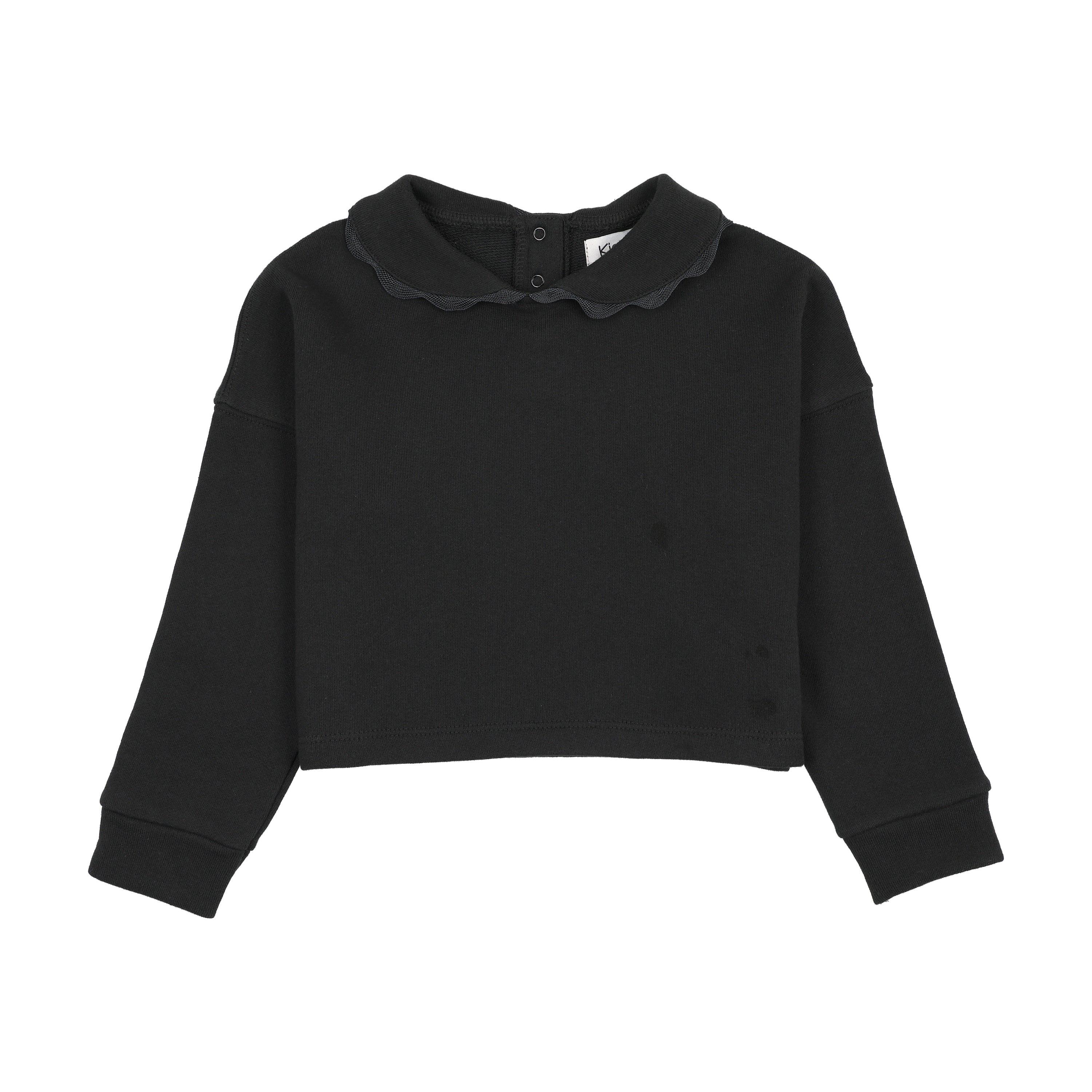 Kin And Kin Black Lace Edge Collar Sweatshirt (Kaw25-18) | Buttons Bebe