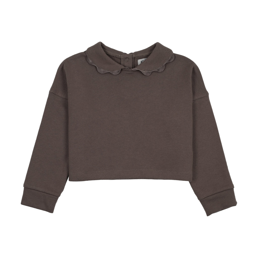 Kin And Kin Chestnut Lace Edge Collar Sweatshirt (Kaw25-18) | Buttons Bebe