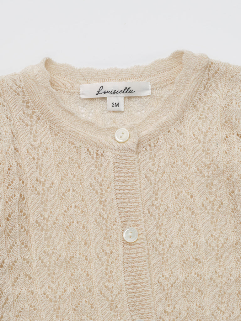 Louisiella Baby Stern Knit Cardigan Light Beige | Buttons Bebe