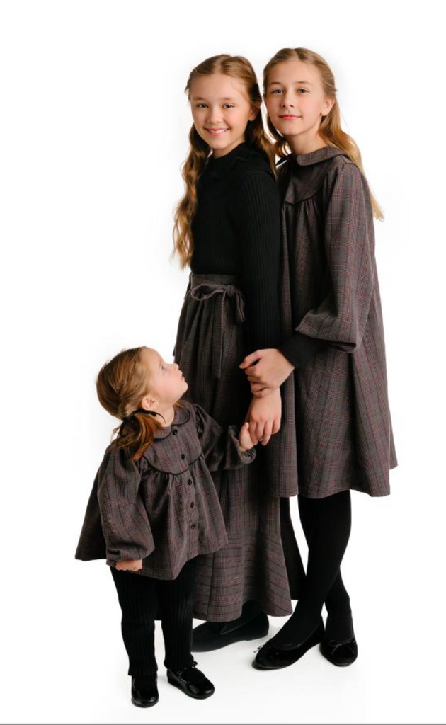 Velvette Label Baby Brown Plaid Collar Set | Buttons Bebe