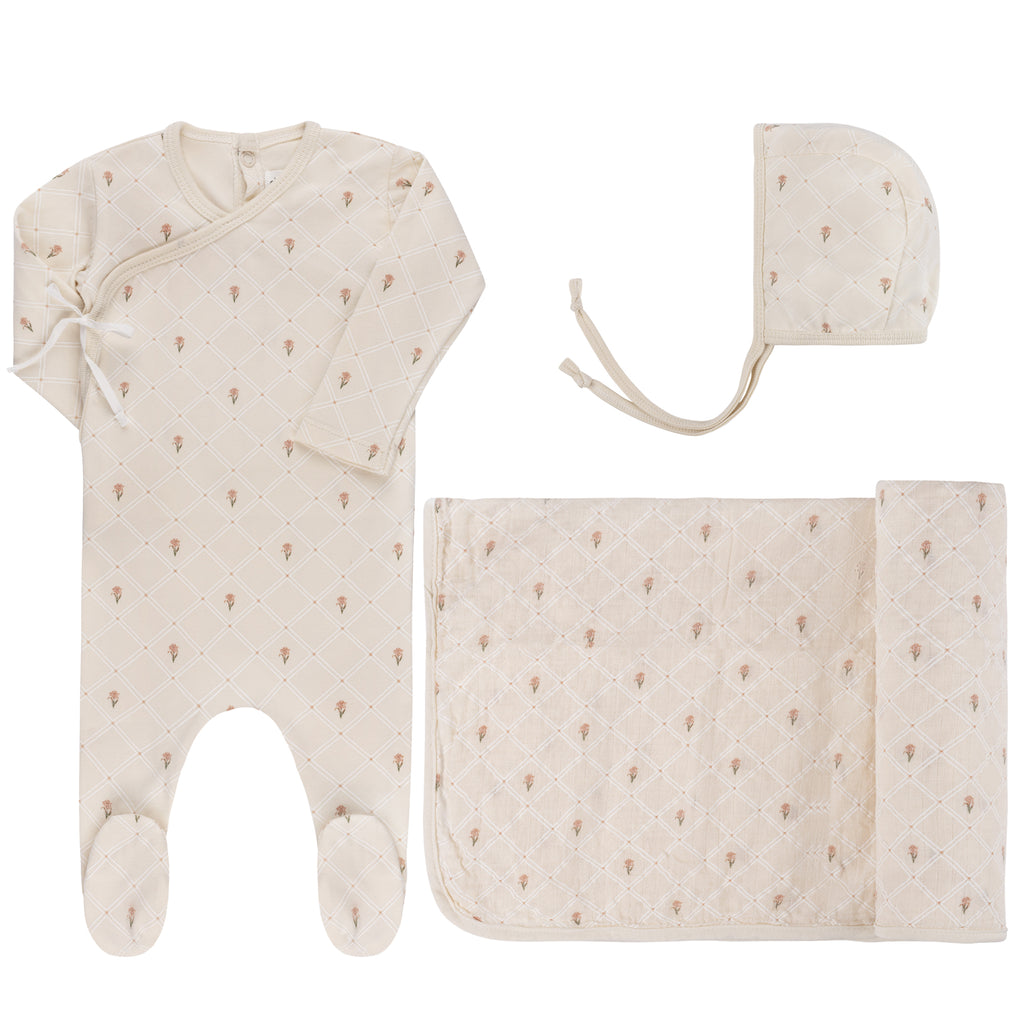 Ely's & Co Floral Grid Collection - Pink - Take Me Home Set | Buttons Bebe