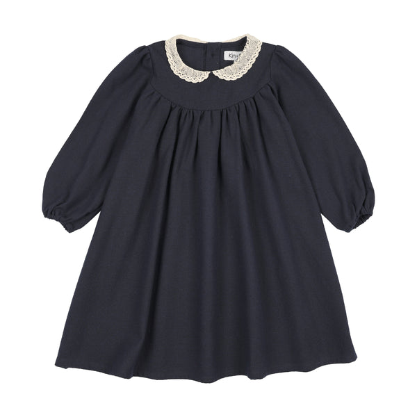 Kin And Kin Navy Lace Collar Shabbos Dress (K300) | Buttons Bebe