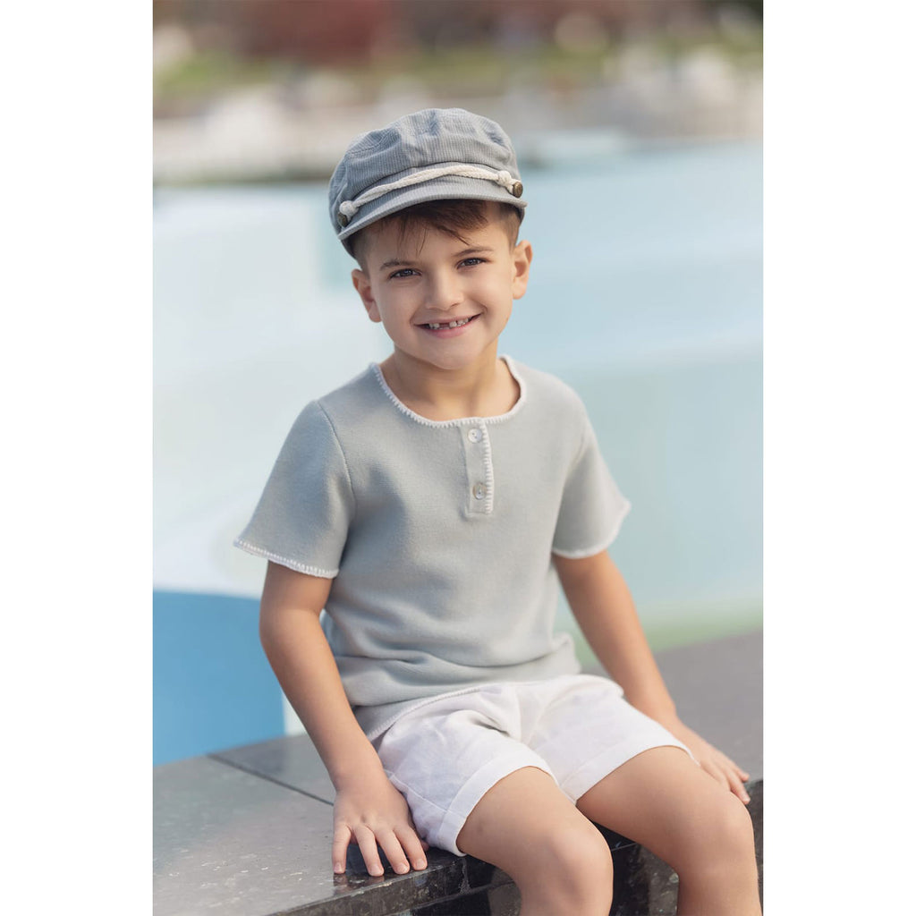 Gott Light Blue Top Stitch Henley | Buttons Bebe