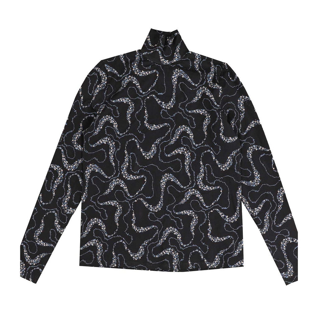 Hev Navy Modal Printed Mock Neck Shell (HSH516) | Buttons Bebe