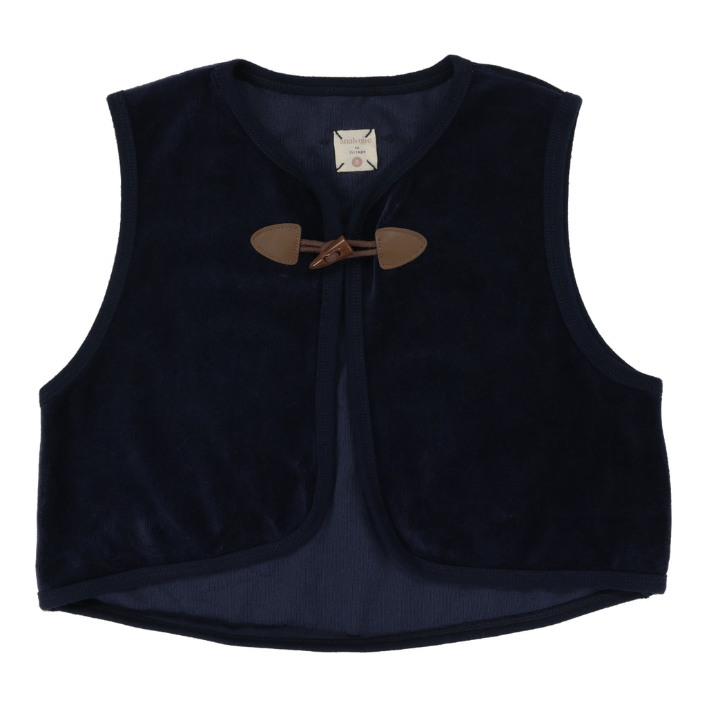 Analogie By Lil Legs Velour Toggle Vest Navy | Buttons Bebe