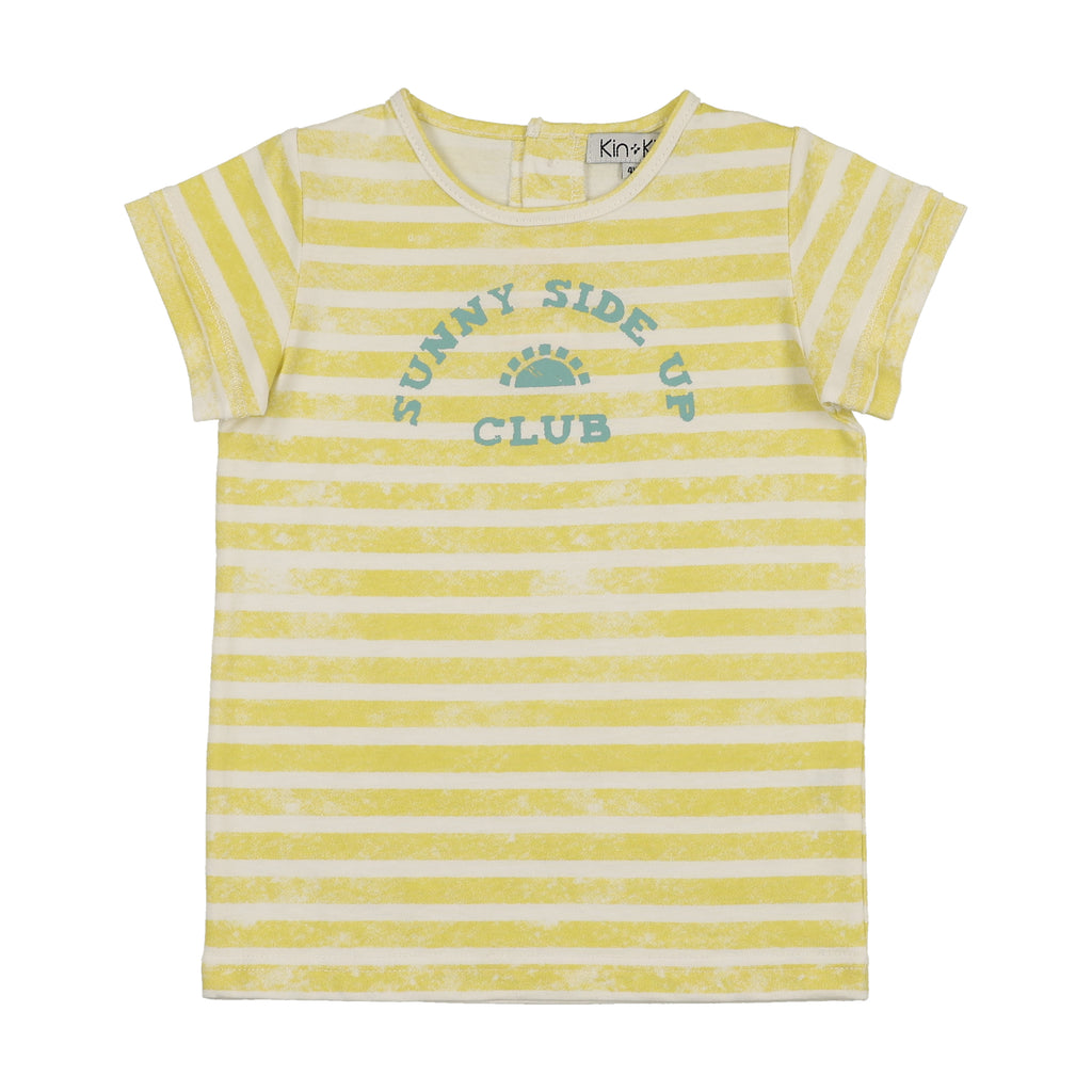Kin And Kin Short Sleeve T Shirt - Neon Yellow Stripes (SP08) | Buttons ...