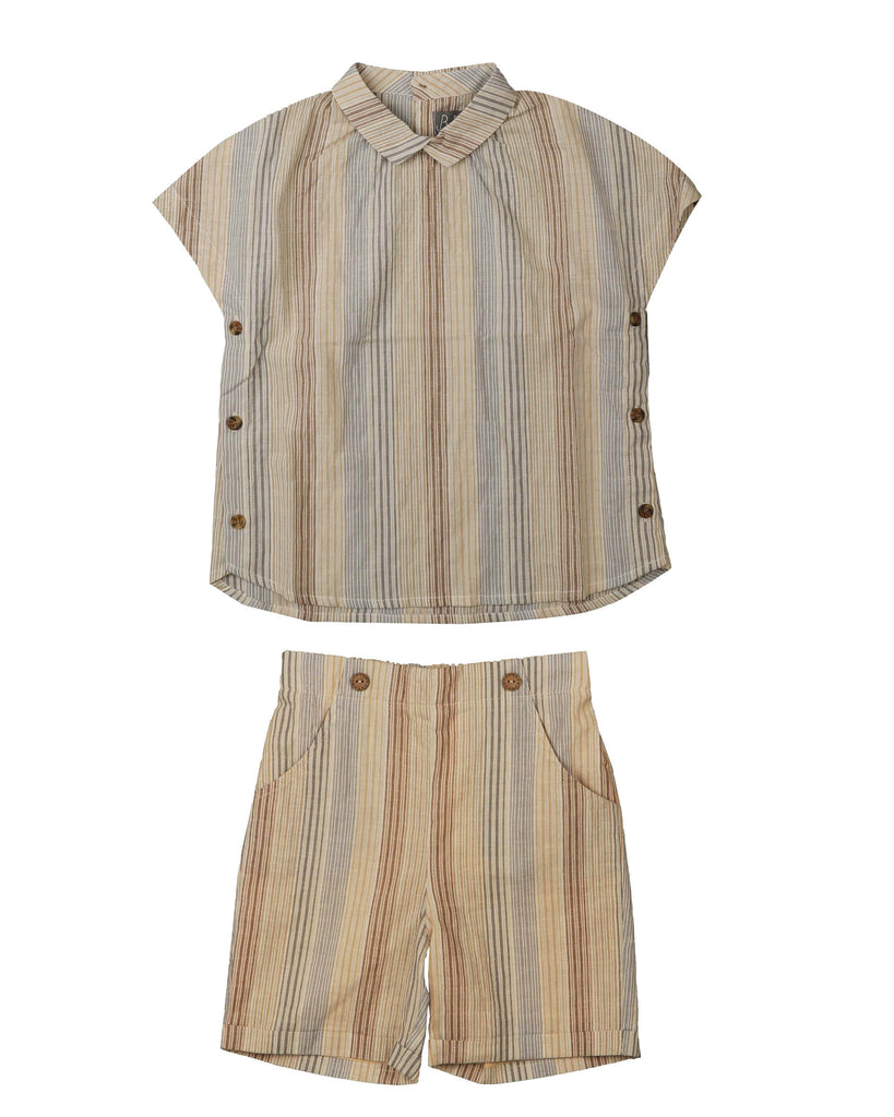 NOMA POWDER /CINNAMON STRIPED SIDE BUTTON SHIRT - Buttons Bebe ...