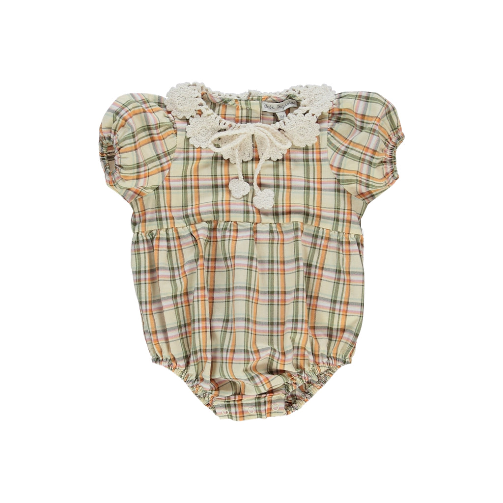 Bebe Organic Astrid Romper Prairie check - Buttons Bebe | Buttons Bebe