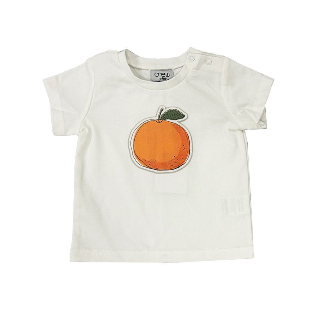 Crew Kid White Orange Graphic Tee - Buttons Bebe | Buttons Bebe